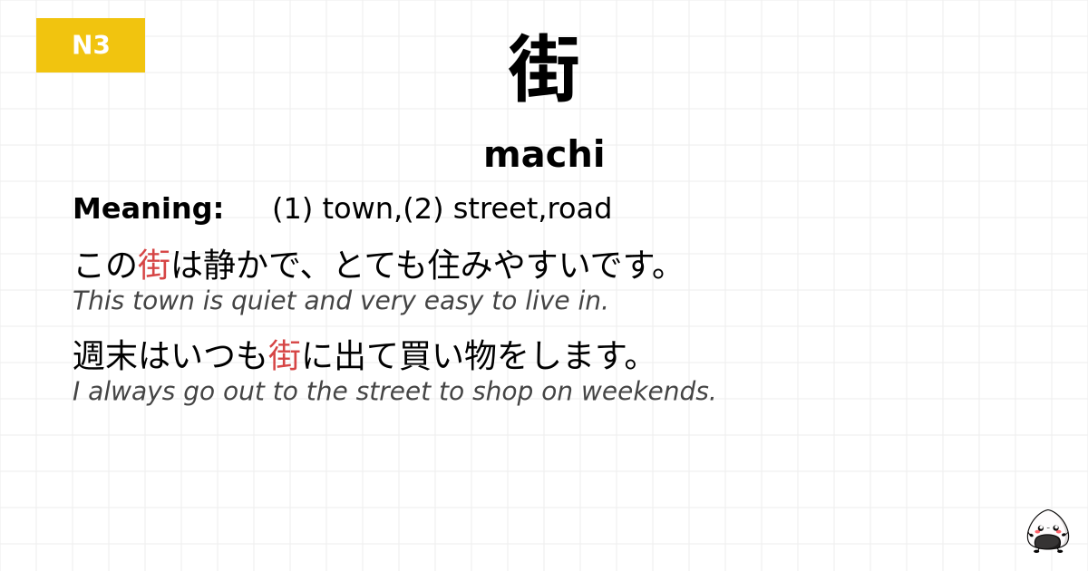JLPT JLPT-N3 Vocab: まち - jlpt.amgidex.com