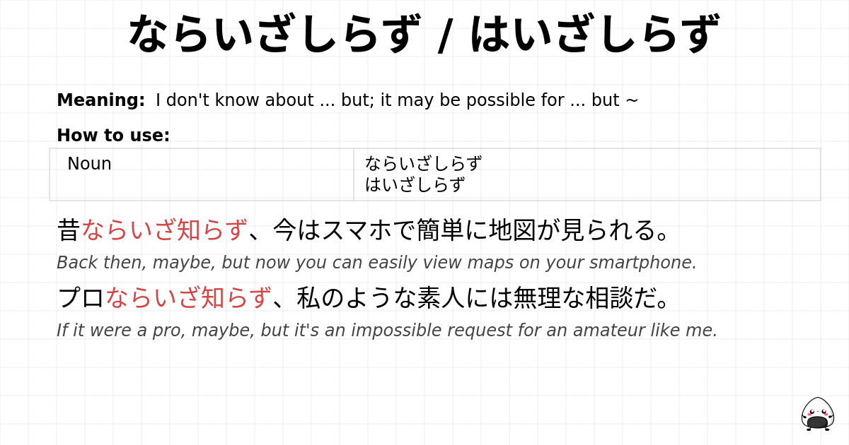 JLPT N1 Grammar: ならいざしらず / はいざしらず - jlpt.amgidex.com