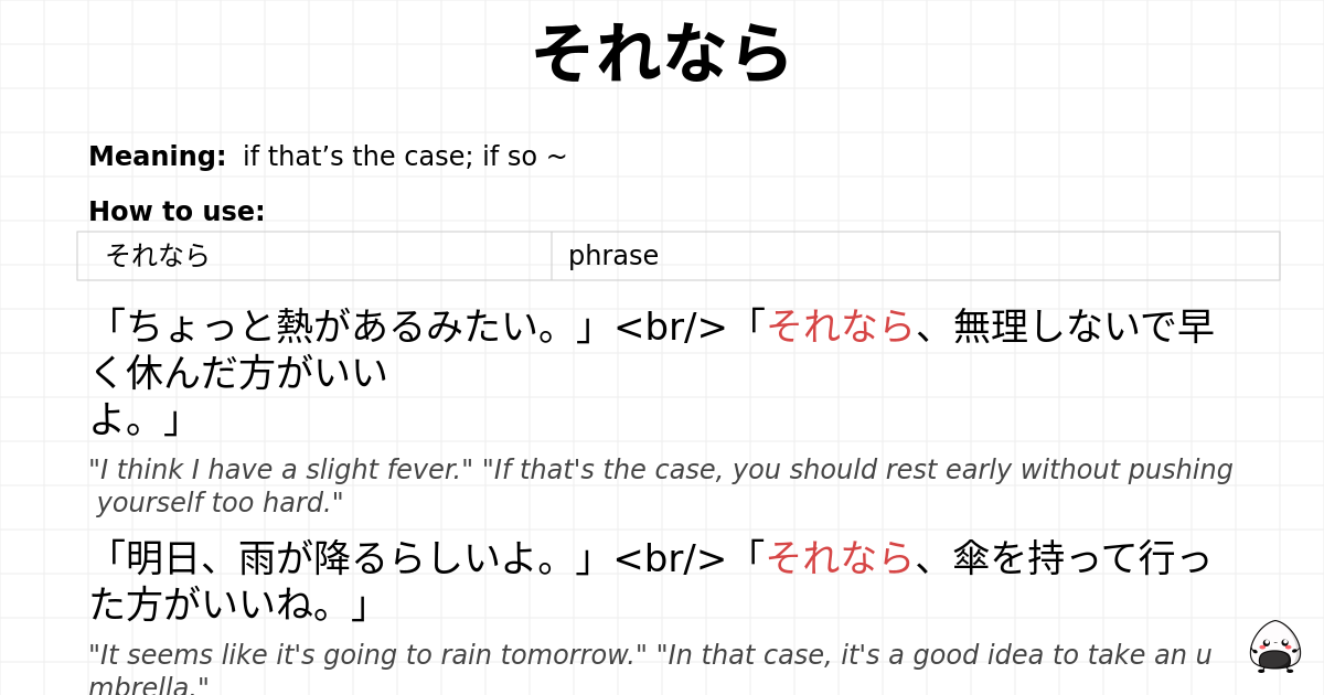 JLPT N2 Grammar: それなら - jlpt.amgidex.com