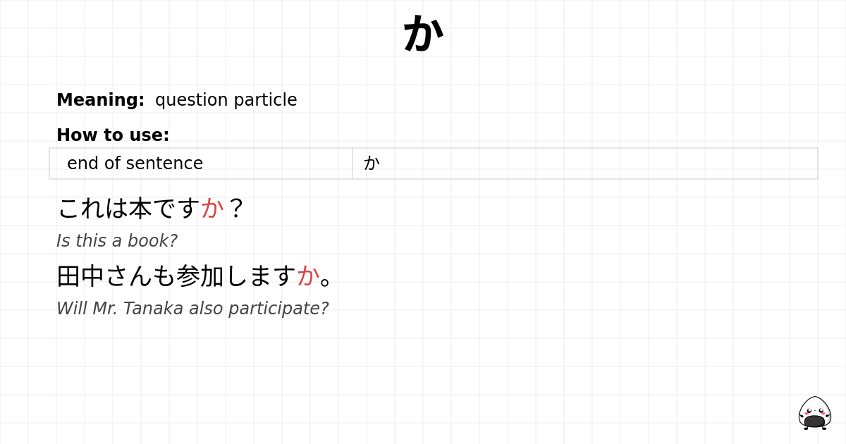 JLPT N5 Grammar: か - jlpt.amgidex.com