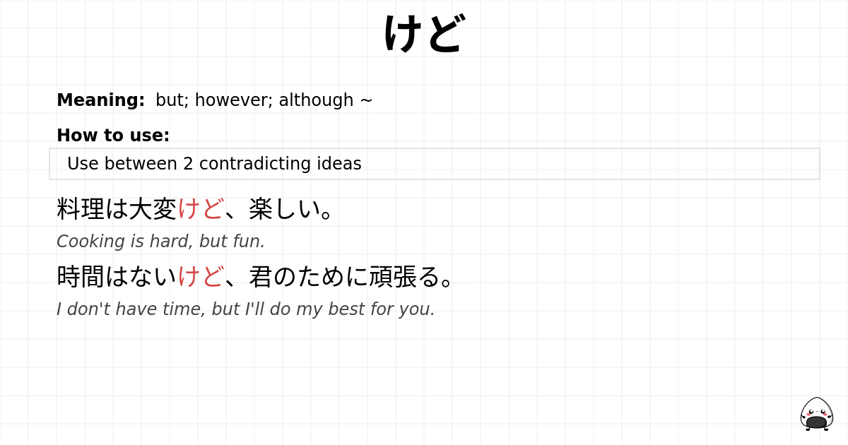 JLPT N5 Grammar: けど - jlpt.amgidex.com